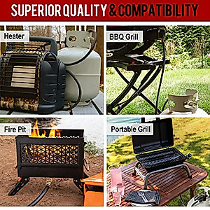 PatioGem Propane Hose, 6ft Propane Tank Hose, Propane Adapter Hose, Propane Hose Adapter 1lb to 20lb, Propane Grill Hose fit for Weber/Coleman/Blackstone Grill, Buddy Heater, Smoker, Camping Stove