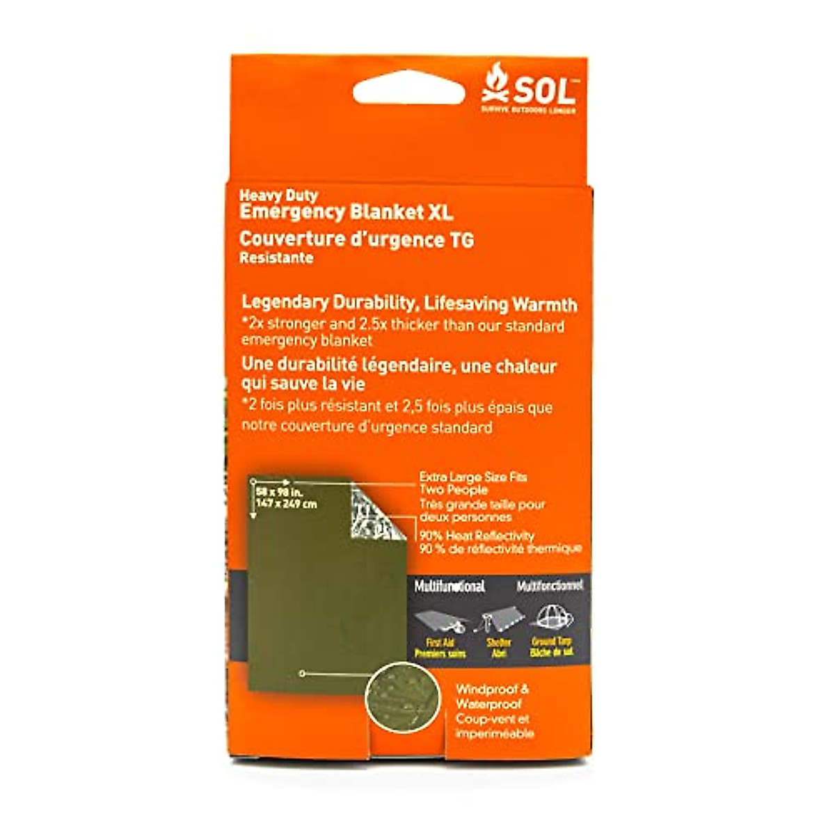 Survive Outdoors Longer Heavy Duty Emergency Blanket, 5 x 8 ft Green