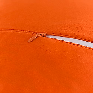 JWH Handmade 3D Flower Throw Pillow Covers Aesthetic Decorative Round Cushion Floral Accent Pillow Cases Velvet Pillowcase Living Room Bed Couch Bedroom 14 Inch Orange