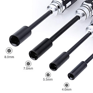 Hobbypark Hex Nut Driver Set Hexagonal Head Nut Wrench 4.0/5.5/7.0/8.0mm Repair Tool Kit Socket Screwdrivers for RC Quadcopter Helicopter FPV Drone Car Airplane