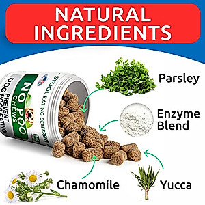 NO Poo Treats - Prevent Dog Poop Eating - Coprophagia Treatment - Stool Eating Deterrent - Probiotics & Enzymes - Digestive Health + Breath Aid - Made in USA - (120 Ct - Chicken)