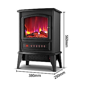 Electric Fireplace Compact Electric Fireplace Stove, 22”Freestanding Stove Heater with Remote Control Realistic Flame Overheating Safety Protection, for Small Spaces，2000W Fire Flame Effect ( Color :