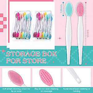 100 Pieces Lip Scrub Brushes Double Sided Silicone Exfoliating Lip Brush with Container Soft Silicone Face Lips Cleaning Tool Silicone Lip Scrubber for Plump Smoother Lip Appearance Multi-colored