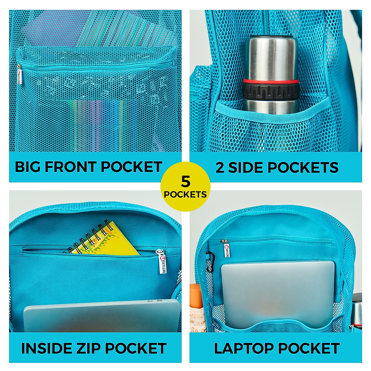 SHYLERO Mesh Backpack XXL (36L) - Lightweight Heavy-Duty Clear Backpack Made of Reinforced 3D Mesh - H19.6 xW15 xD7