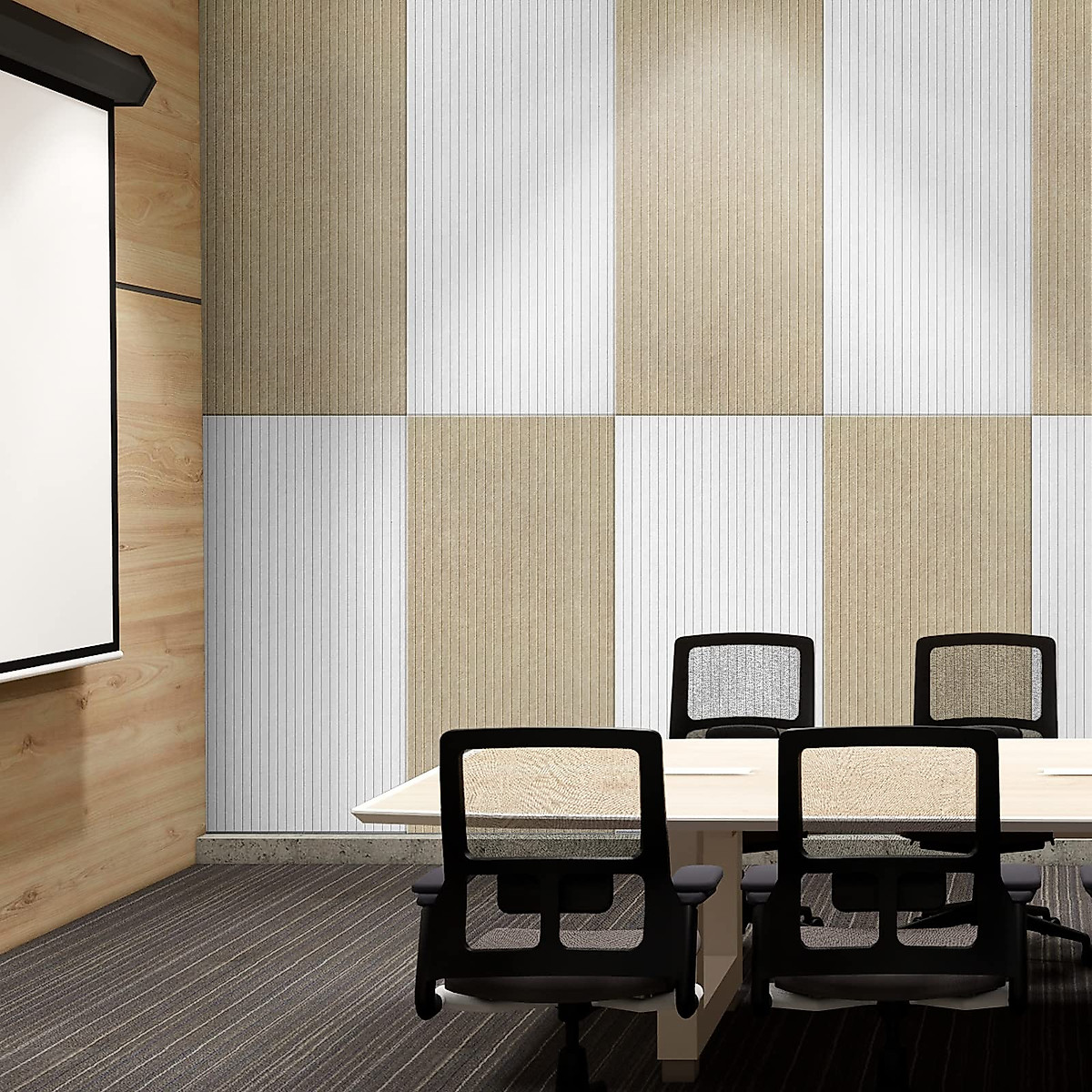 UMIACOUSTICS 6 Packs Acoustic Panel,48 x 24 x 0.4 Inches Sound Absorbing Door Panel,Decorative Wall Panels Equidistant Slot for Room,Home Theater,Studio