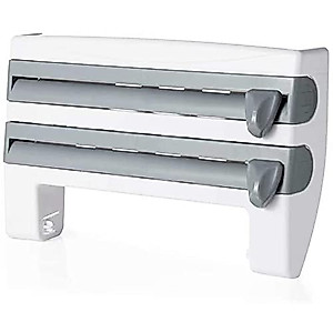 Multifunctional Storage Cutting Rack,4-in-1 Wall-Mount Sauce Bottle Storage Holder, Multi-Function Kitchen Plastic Wrap Cling Film Foil Dispenser with Spice Rack, Household Kitchen Tool Rack