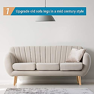 Sanbege 8" Furniture Legs with Mounting Plates Set of 4, Solid Wood Replacement Feet for Sofa, Couch, Armchair, Ottoman, Coffee Table, Cabinet, Bed, Dresser