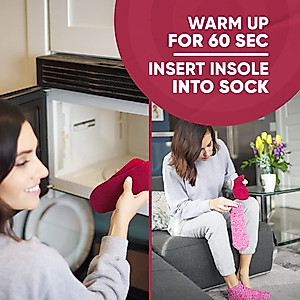 Snook-Ease Heated Socks Thick Warm Winter Feet Warmers with Microwavable Heatable Inserts – Warming Socks for Cold feet – Heated Bed Foot Warmers Unisex One Size Fits All (Women's One Size, Red)