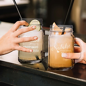 Bridesmaid Mason Jar Tumbler Cups - Custom Personalized for Wedding Bridal Party Mason Jars