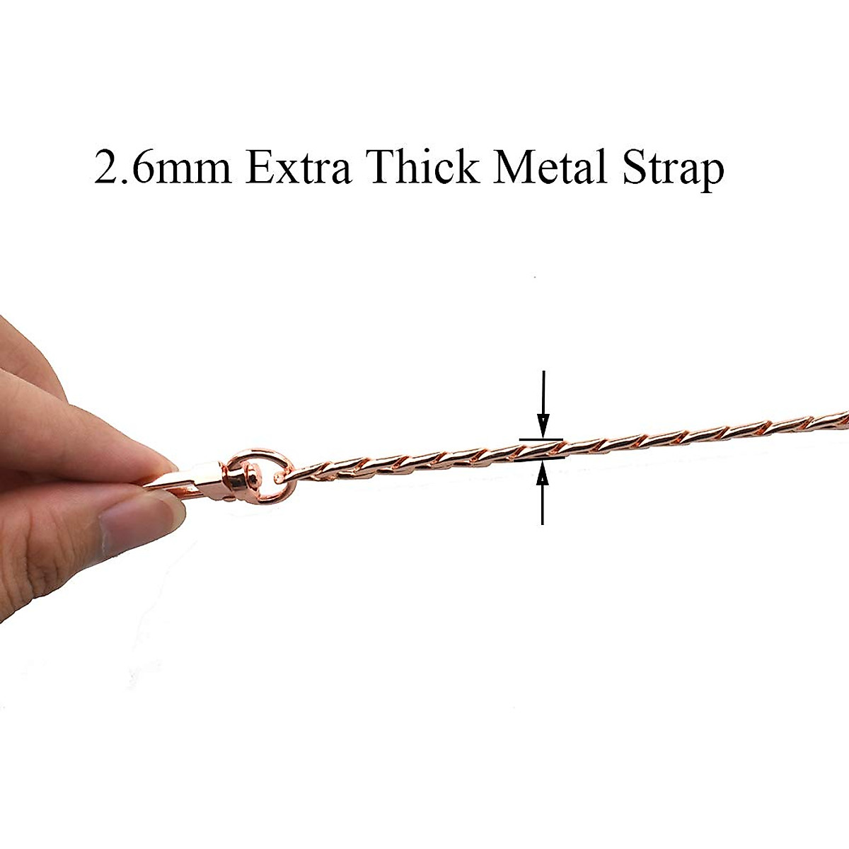 HAHIYO Mini Pochette Purse Chain Strap Slim Wide 7mm for LV Length 39.4 inches Extra Thick 2.6mm Rose Gold for Shoulder Cross Body Sling Handbag Wallet Clutch Comfortable Flat Metal Strap 1 Pack