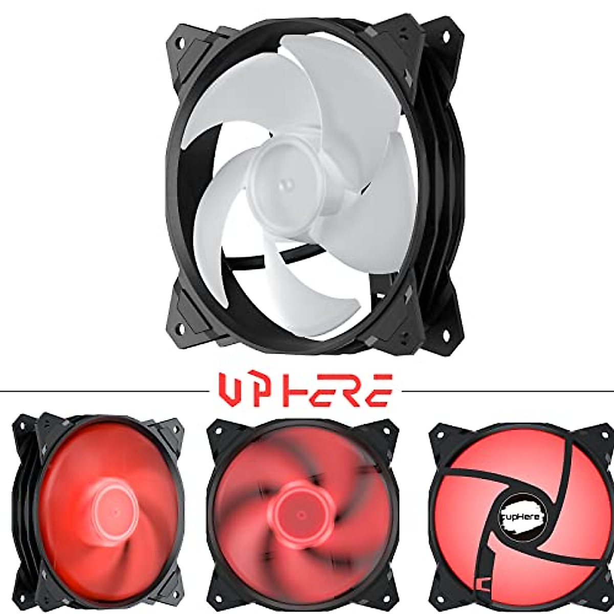 upHere Long Life 120mm 3-Pin High Airflow Quiet Edition Red LED Case Fan for PC Cases, CPU Coolers, and Radiators 3-Pack,PF120RD3-3