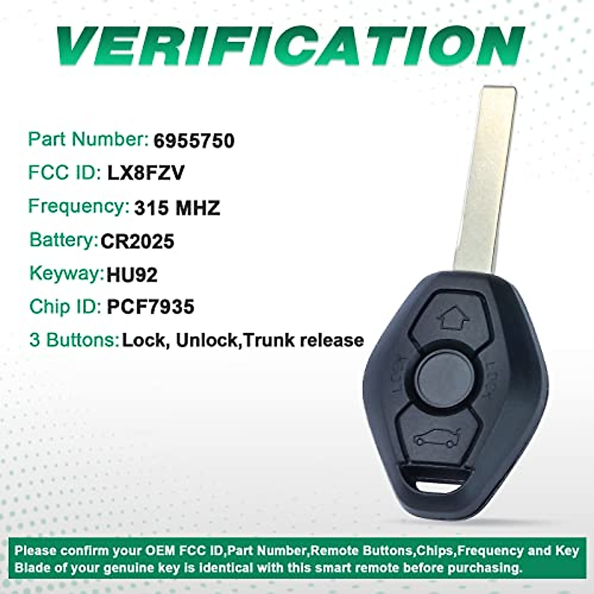 Beefunny 315/433MHz Adjustable ID44 Chip EWS System Remote Car Key Fob 3 Button for BMW 325 330 318 525 530 540 E38 E39 E46 M5 X3 X5 (1)