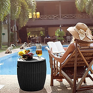 YITAHOME Ice Cooler, Outdoor Patio Cool Bar and Hot Tub Side Table with 9.8 Gallon, 4-in-1 Ice Bucket, Beer and Wine Cooler for Picnic, Poolside and Backyard, Waterproof