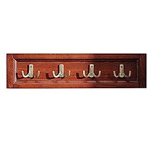 rUrEu Coat Rack - Wall Mounted Wooden 24" Entryway Coat Hooks - 4 Rustic Hooks, Coat Hook Hanger,Perfect Touch for Your Entryway, Kitchen, Bathroom/Wine Red/4 Hooks