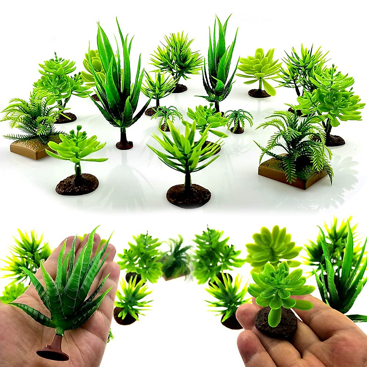 Saktopdeco 16 PCS Miniature Trees Plastic Diorama Trees Model Scenery Tree Cake Topper for Crafts DIY Landscape Dollhouse Train Scenery