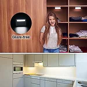 Amagle 4 Pack Magnetic Door Open Sensor Cupboard Drawer Closet Light Battery Operated Automatic Turn On Cabinet Light Stick Led Puck Lights Lighting for Wardrobe Kitchen Basement Trunk