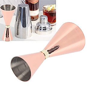 HOHXFYP Jigger,Stainless Steel Double Layer Desig Double Jigger,30mm to 60mm one Handed Operation Jigger for Bartending Use,Adopts Professional Welding Structure(30mm to 60mm-Pink)