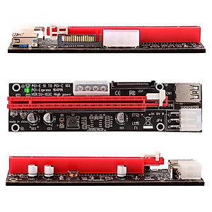 Ubit 6 Pack Latest GPU PCI-E Riser Express Cable 16X to 1X (6pin / MOLEX/SATA) with Led Graphics Extension Ethereum ETH Mining Powered Riser Adapter Card