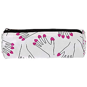 Raspberries On All Fingers Hand Pattern Pencil Bag Pen Case Stationary Case Pencil Pouch Desk Organizer Makeup Cosmetic Bag for School Office