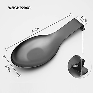 Pretty Jolly Stainless Steel Black Spoon Rest for Kitchen Counter Cooking Utensil Rest Spoon Ladle Holder for Stove Top Rust Resistant Large Size Spatula Rests Dishwasher Safe 9.61 x 3.74 Inch(2PCS)