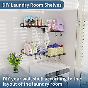 4 Pack Garage Wall Shelf, Wall Mounted Storage Shelves, Heavy Duty Metal Shelves for Room Wall, Loads 260 LBS Floating Shelves Mesh Storage Rack for Garage, Office, Basement,Wall Cabinet and Kitchen