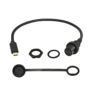 CERRXIAN 30cm Gold Plated USB Type C 3.1 Mount Extension Dash Flush Cable for Car, Boat, Motorcycle, Truck Dashboard (USB-C 3.1)