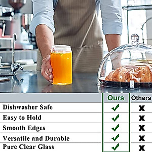 Patelai 24 Pcs Drinking Glasses Bulk 16oz Beer Can Shaped Glass Cups Iced Coffee Tumbler Cup Deal for Cocktails, Whiskey, Wine, Soda, Beer