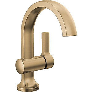 Delta Faucet Albion Single Hole Bathroom Faucet, Gold Single Handle Bathroom Faucet, Bathroom Sink Faucet, Metal Push Pop-Up Drain Assembly, 1.2 GPM Flow Rate, Champagne Bronze 15855LF-CZ