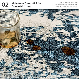 OMERAI Rug 5x7 Area Rug for Bedroom Washable Rug for Living Room Kitchen Dining Room Rugs Non-slip Home Decor Carpet Faux Wool Rug Large Morden Art Ultra Soft Blue Area Rug-Modern