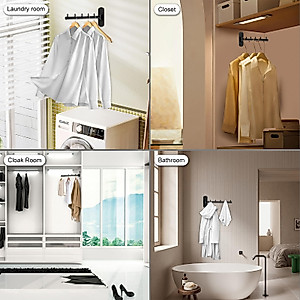 Sumnacon Clothes Rack,2Pcs Stainless Steel Clothes Hanger,Wall Mounted Clothes Rack,Wall Mounted Drying Rack with Swing Arm,Wall Clothes Hanger for Bathroom Laundry Room Closet,Black