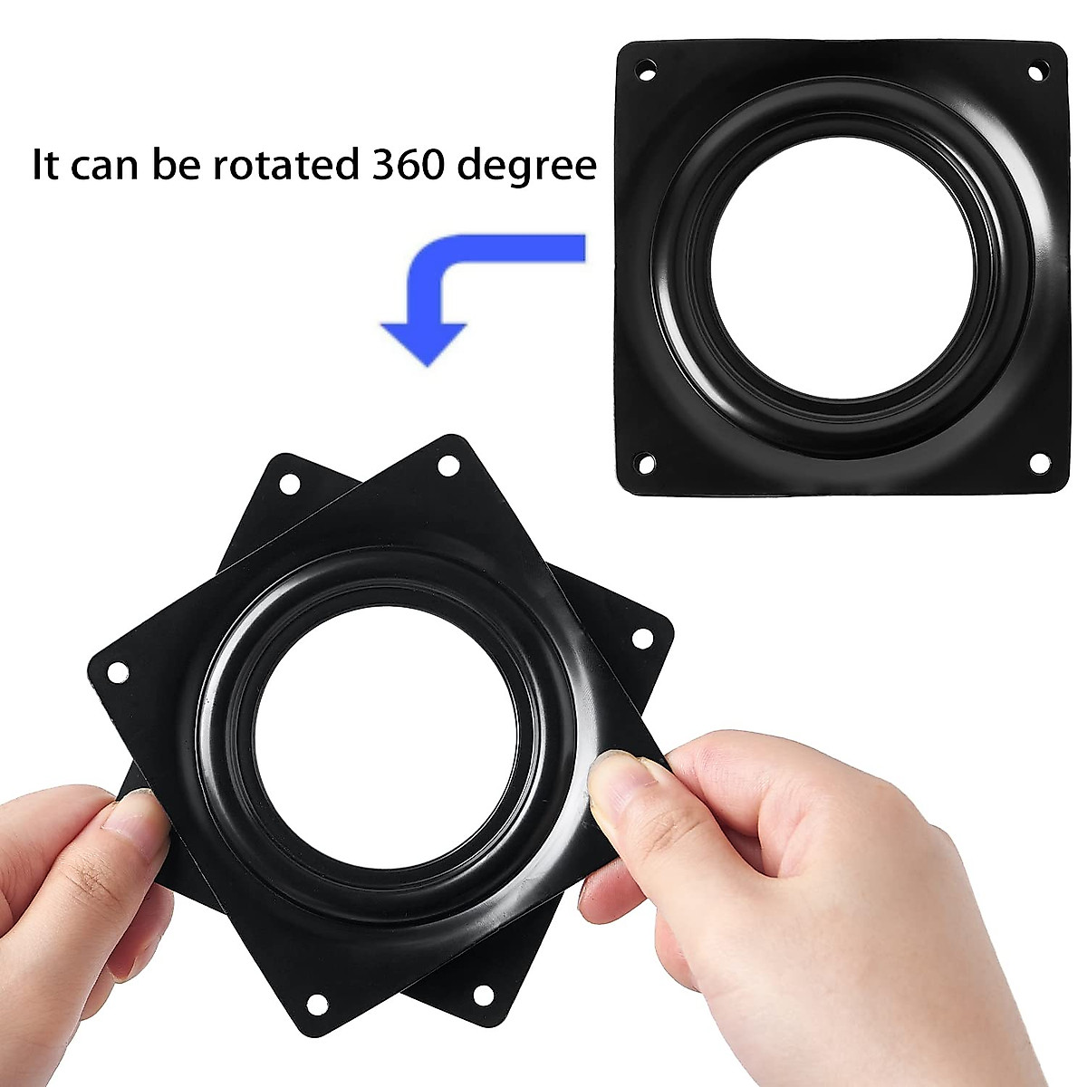 4" Lazy Susan Turntable 300-lb Steel Ball Bearing Rotating Tray Strong Sturdy Table Cabinet Low Profile for 360˚ Chair and Door, Kitchen, Craft Project, Makeup Holder, Monitor(Black)