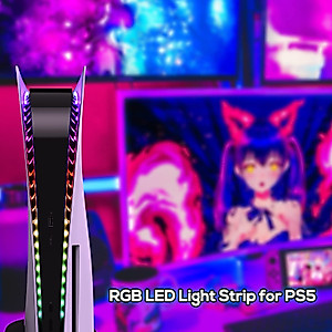LED Light for PS5/PS5 Slim, RGB Light Strip DIY Decoration for PS5/PS5 Slim Console with 5050 LED Lights Flexible Lights Strips for PS5/PS5 Slim Console