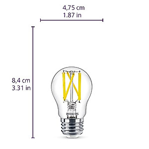 Philips LED Flicker-Free A15 Ultra Definition Light Bulb, Dimmable Warm Glow Effect, 750 Lumen, 2700-2200K, EyeComfort Technology, 6.6W=60W, E26 Base, Title 20 Certified, 2-Pack