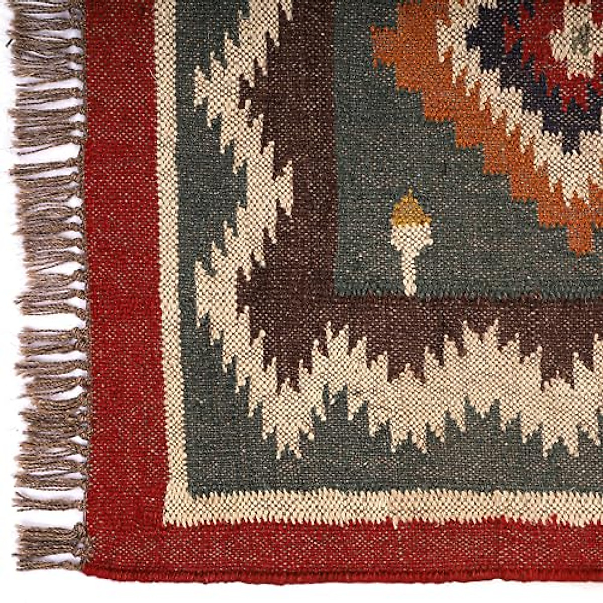 Handmade Jute Area Rug for Bedroom Living Room, Hallway Custom Size, Multicolor Boho Kilim Rug (10x14 feet)