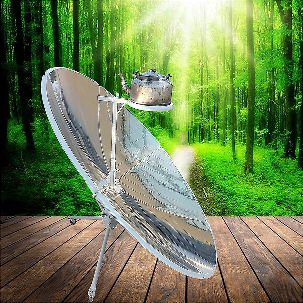 Concentrating Solar Cooker, 59'' Diameter Camping Outdoor Solar Cooker for Outdoor Cooking Steaming, Solar Heating, Visual Education DIY Solar Concentrator, Instantaneous Temperature 1472-1832℉