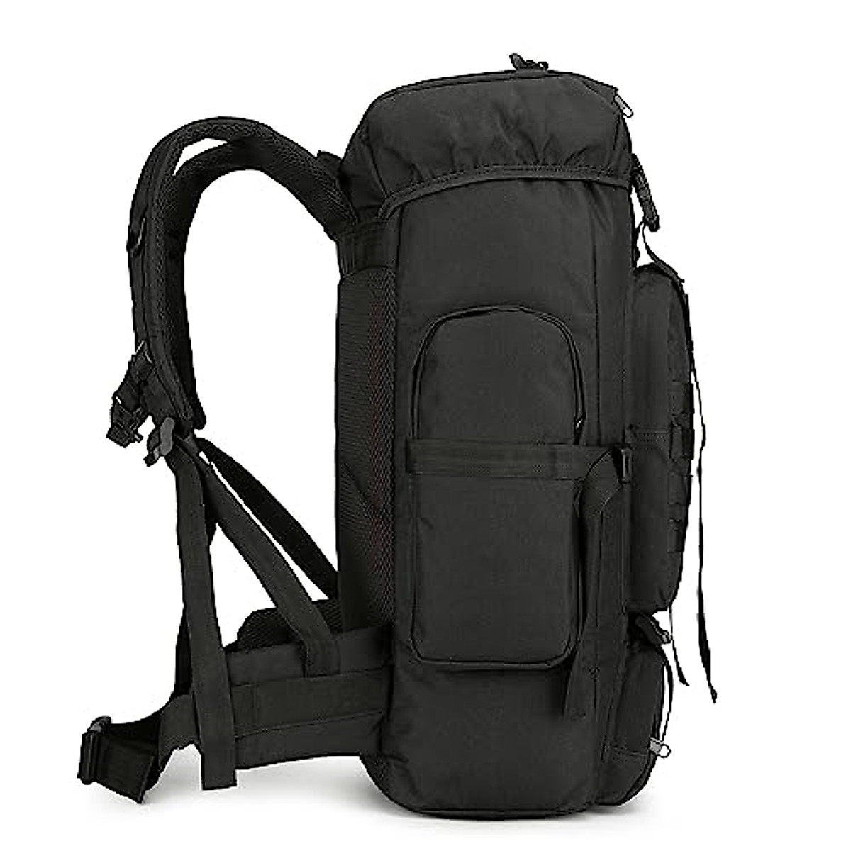 W WINTMING 45L Hiking Backpack Camping Rucksack Molle Military Backpack for Outdoor Traveling (Black)