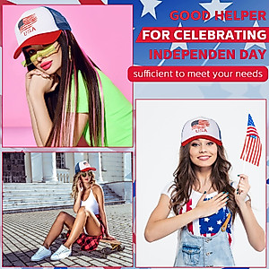 Jeyiour 12 Pcs Patriotic American Flag Hat 4th of July Baseball Cap Adjustable Trucker Hat Mesh Cotton Cap for Men Women (Blue, Red,USA)