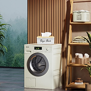 Chris.W Bamboo Dryer Sheet Holder Dispenser, Clear Fabric Softener Sheets Holder, Clear Washer Dryer Sheets Container Storage Box with Lid for Laundry Room Decor & Organization, Large Capacity Storage