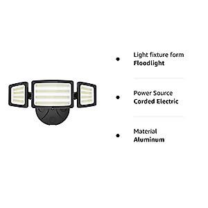 Onforu 55W Flood Light Outdoor, 5500LM Super Bright Security Lights Switch Controlled, 3 Adjustable Heads, IP65 Waterproof, 6500K