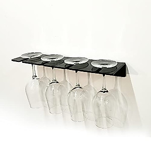 Wine Glass Rack|Stemware Holder|Wine Glass Organizer Glasses Storage Hanger for Bar Kitchen|Acrylic 2 pieces (Black)