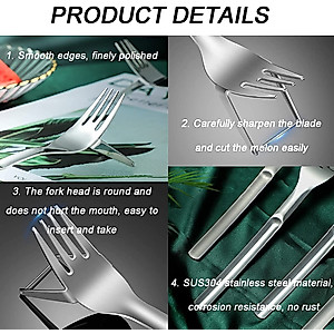 2 Pack Watermelon Fork Slicer, 2-in-1 Watermelon Slicer, Summer Watermelon Cutter, Stainless Steel Fruit Forks Slicer Knife for for Camping Kitchen