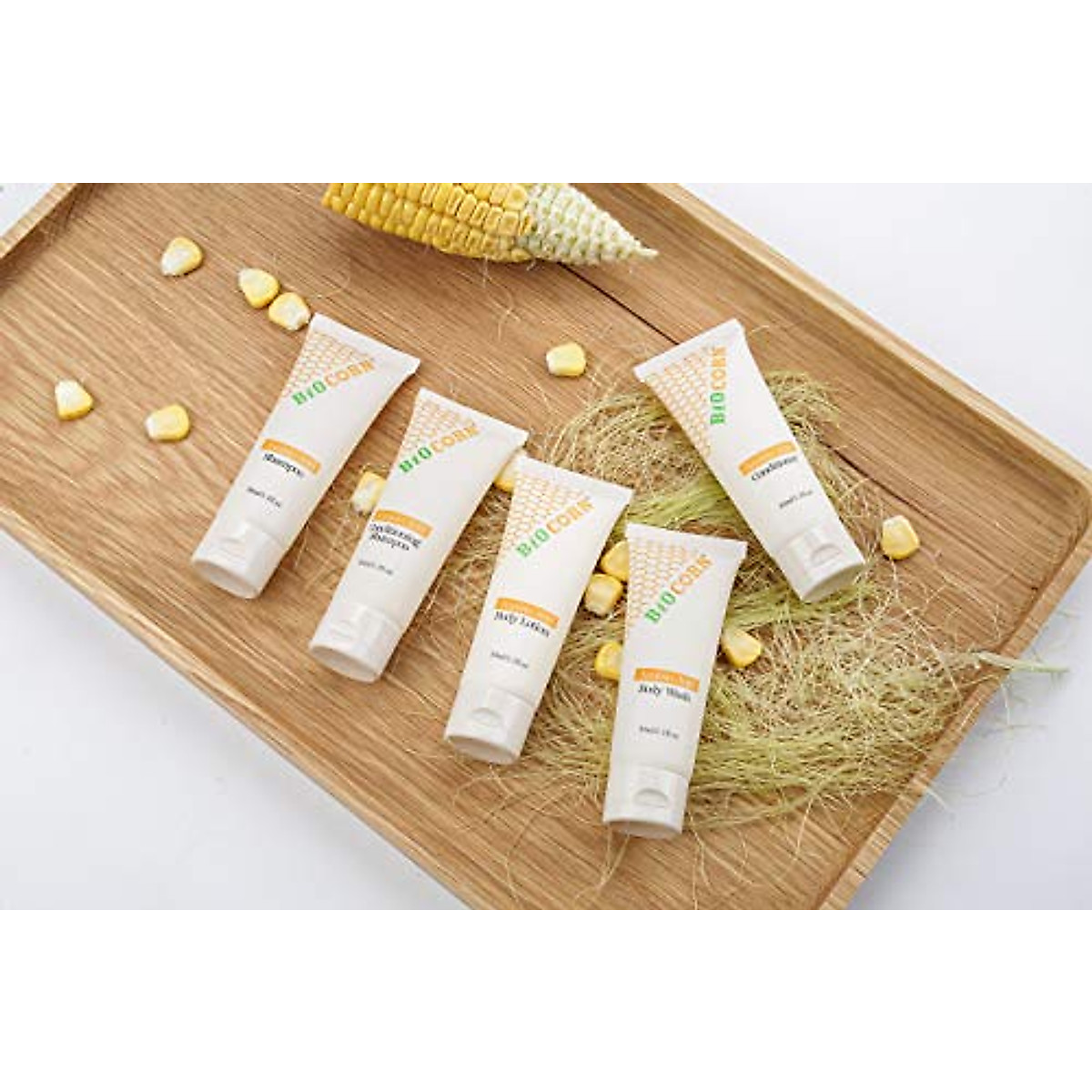BIO CORN Travel Size Conditioner, Hotel Toiletries Bulk (48 Pack, 1.1oz/30ml), Degradable Tube -Cornstarch Material