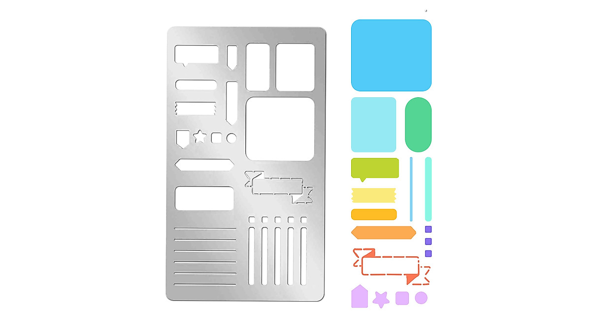 INFUNLY Metal Journal Stencil 4x7 Inch for DIY Crafts and Art