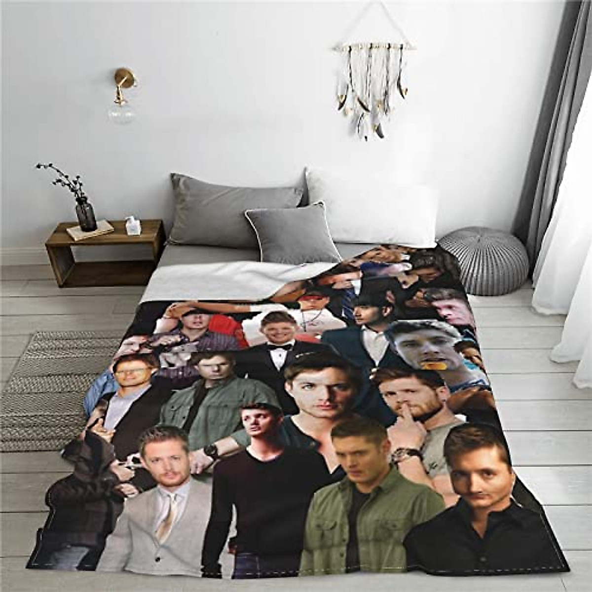 IEUCHEIC Comfortable Ultra-Soft Micro Fleece Blanket,Jensen Ackles Fleece Blankets for Sofa Bed Travel 60"X50"