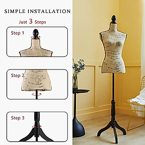 Encomle Dress Form Female Mannequin Torso, Height Adjustable Mannequin Body with Stand for Sewing, Display, Brown