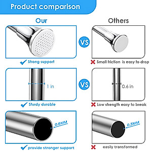 ZIPGLO Shower Curtain Rod 36-63 Inch Stainless Steel Shower Rod Never Rust Shower Curtain Tension Rod Shower Tension Rod Anti-Slip Shower Curtain Rods No Drilling Tension Shower Rods for Bathroom