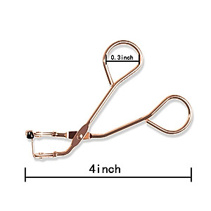 Eyelash Curler, Golden Eyelash Makeup Tools Set with Eyelash Curler, Mini Eyelash Curler, Black Silicone Refill Pads, Professional Lashes Curler, Stainless Steel, Fits Various Eye Lashes New