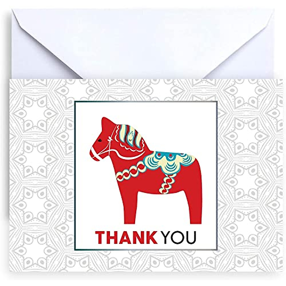 Paper Frenzy Dala Horse Collection Thank You and Note Cards with Envelopes - 25 pack