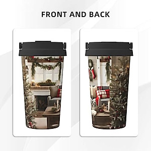 WANGXUEE Farmhouse Christmas Parrern Print 500ml Stainless Steel Travel Tumbler Double Wall Vacuum Insulated Coffee Mug