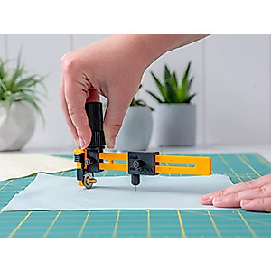 OLFA 18mm Rotary Circle Cutter (CMP-3) - Adjustable Rotary Blade Cutter w/ Ratchet Handle Cuts Perfect Circles for Crafts, Sewing, Quilting, Replacement Blade: OLFA RB18-2
